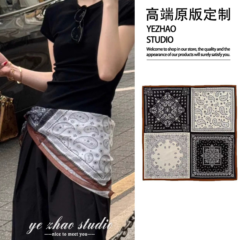shawl printed selendang bahu klasik Gaya wang lama, warna kopi hitam ...