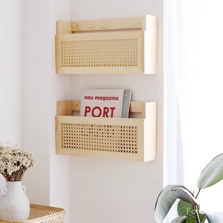 Japanese Rattan Router Solid Wood Storage Rack wifi Storage Box Socket ...