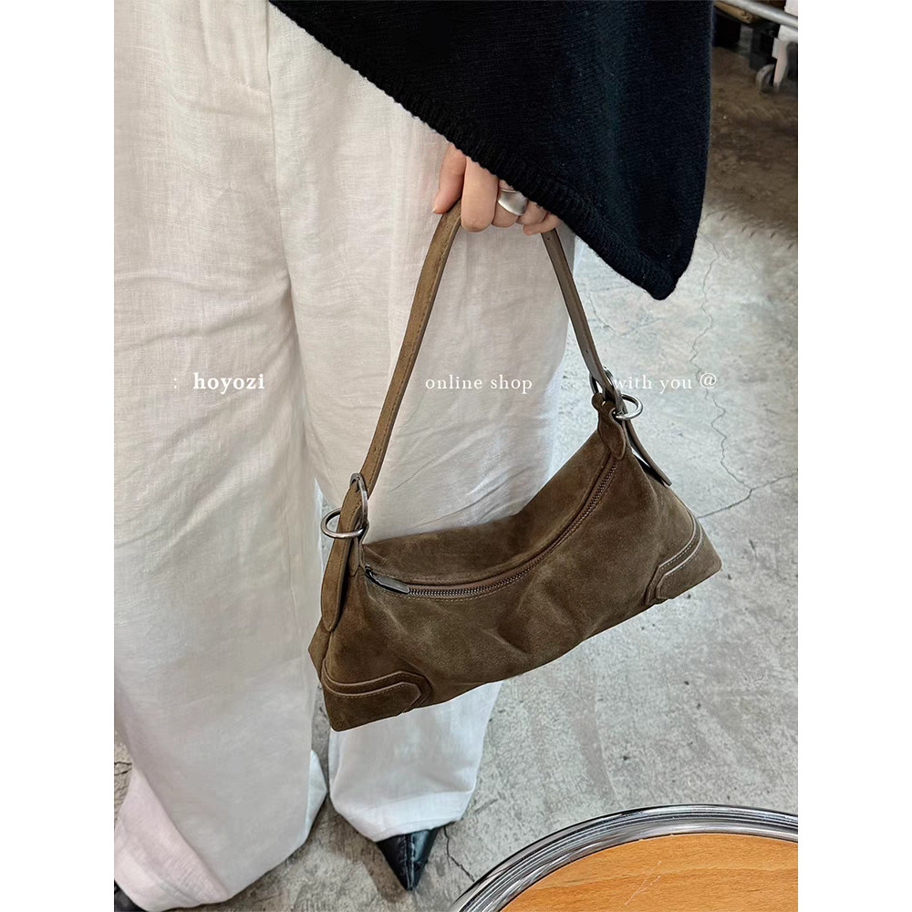 brik handbag aesthetic Reka bentuk khusus retro beg ketiak suede liar ...