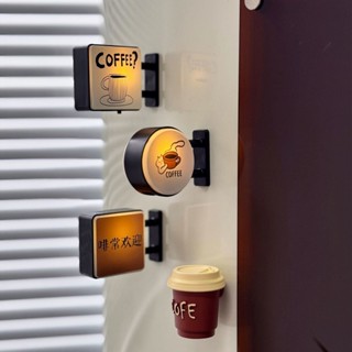 Creative Simulation Mini Coffee Shop Light Sign Luminous Refrigerator ...