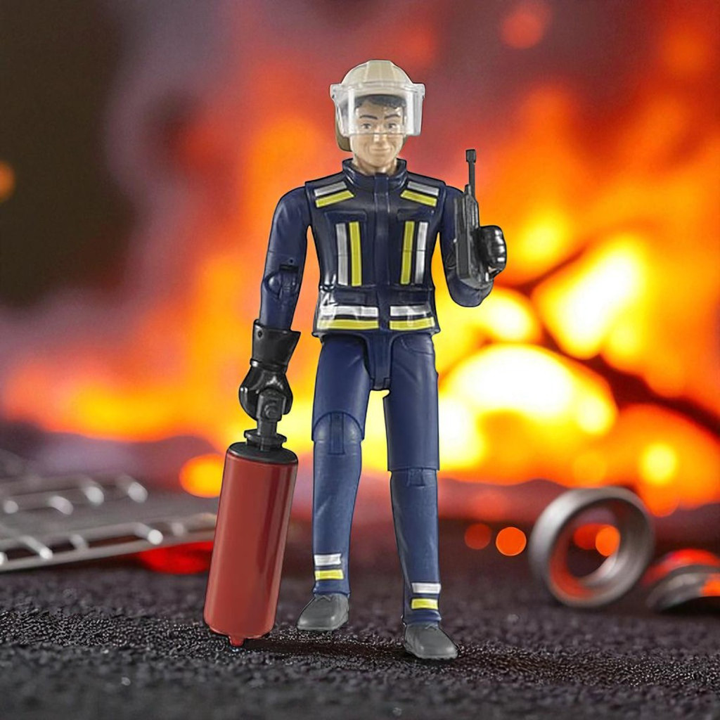 Bruder Firefighter BR60100 - 1:16 Scale Action Figure with Helmet, Fire ...