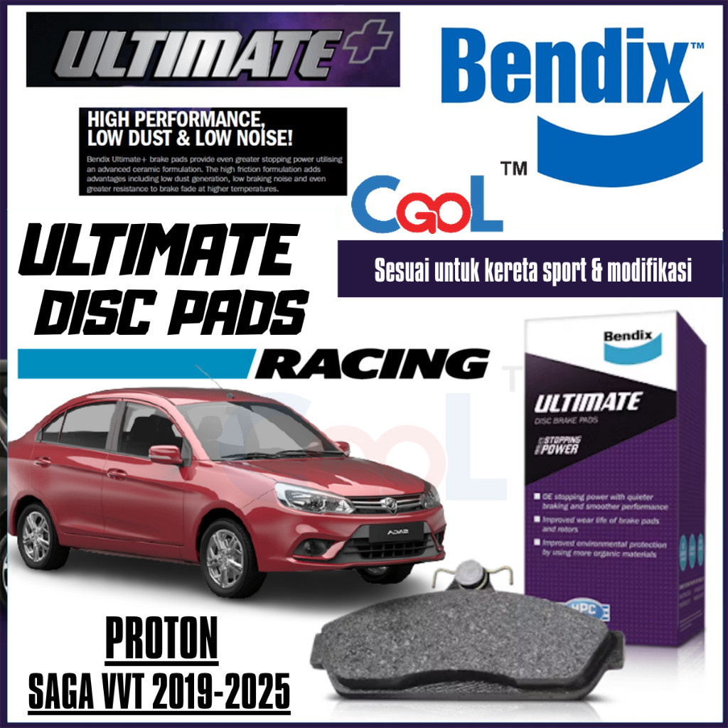Bendix Ultimate Front Brake Pad Proton Saga VVT 20192025 DB2350 ULT+ ...