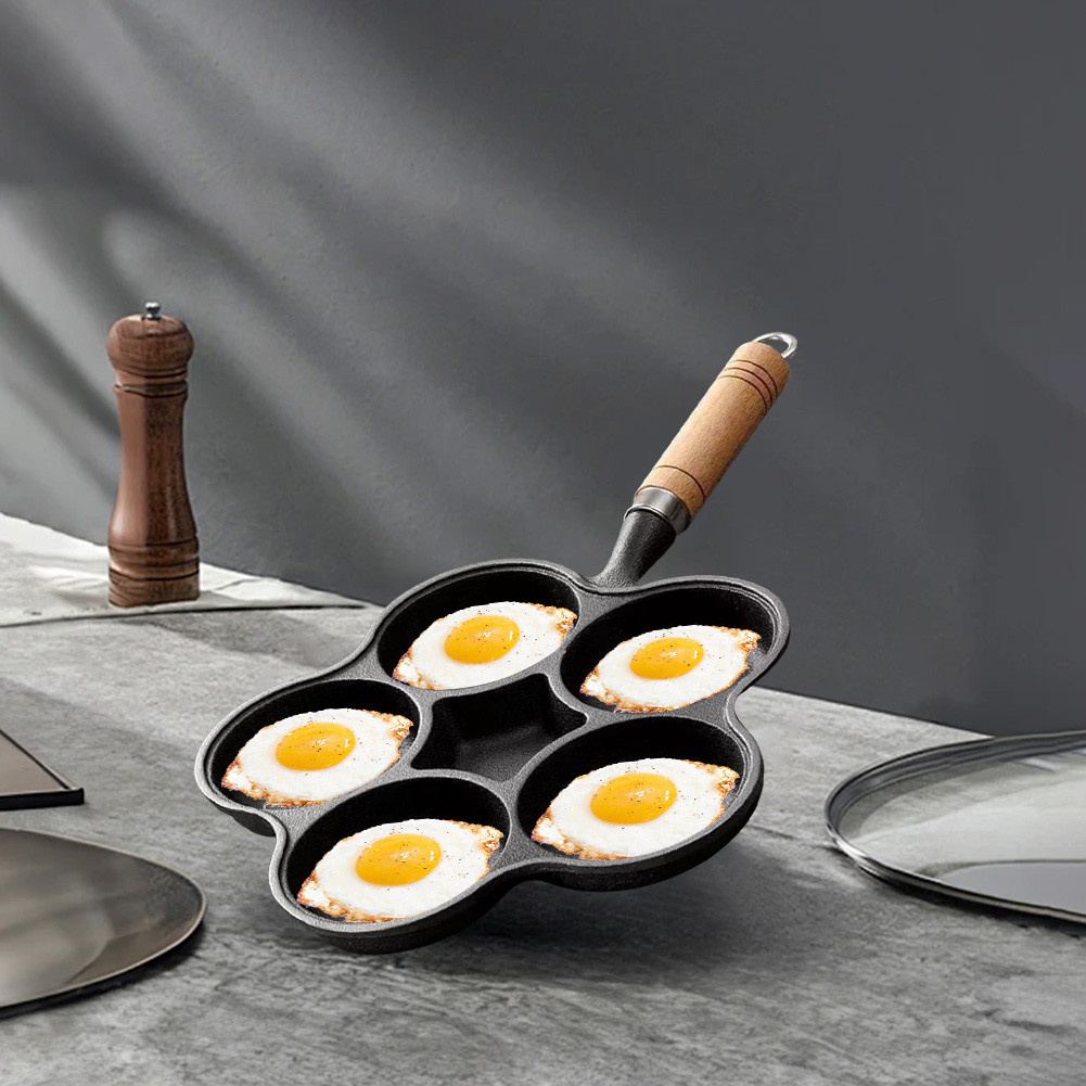 Non Stick Five-Hole Egg Frying Cast Iron Cookware Pancake Pan Creative Breakfast Grill Cooking ...