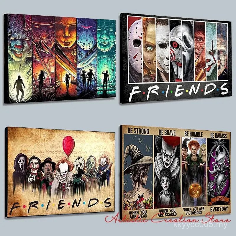 Horror Movie Villains Canvas Poster Halloween Kills Chucky Characters ...