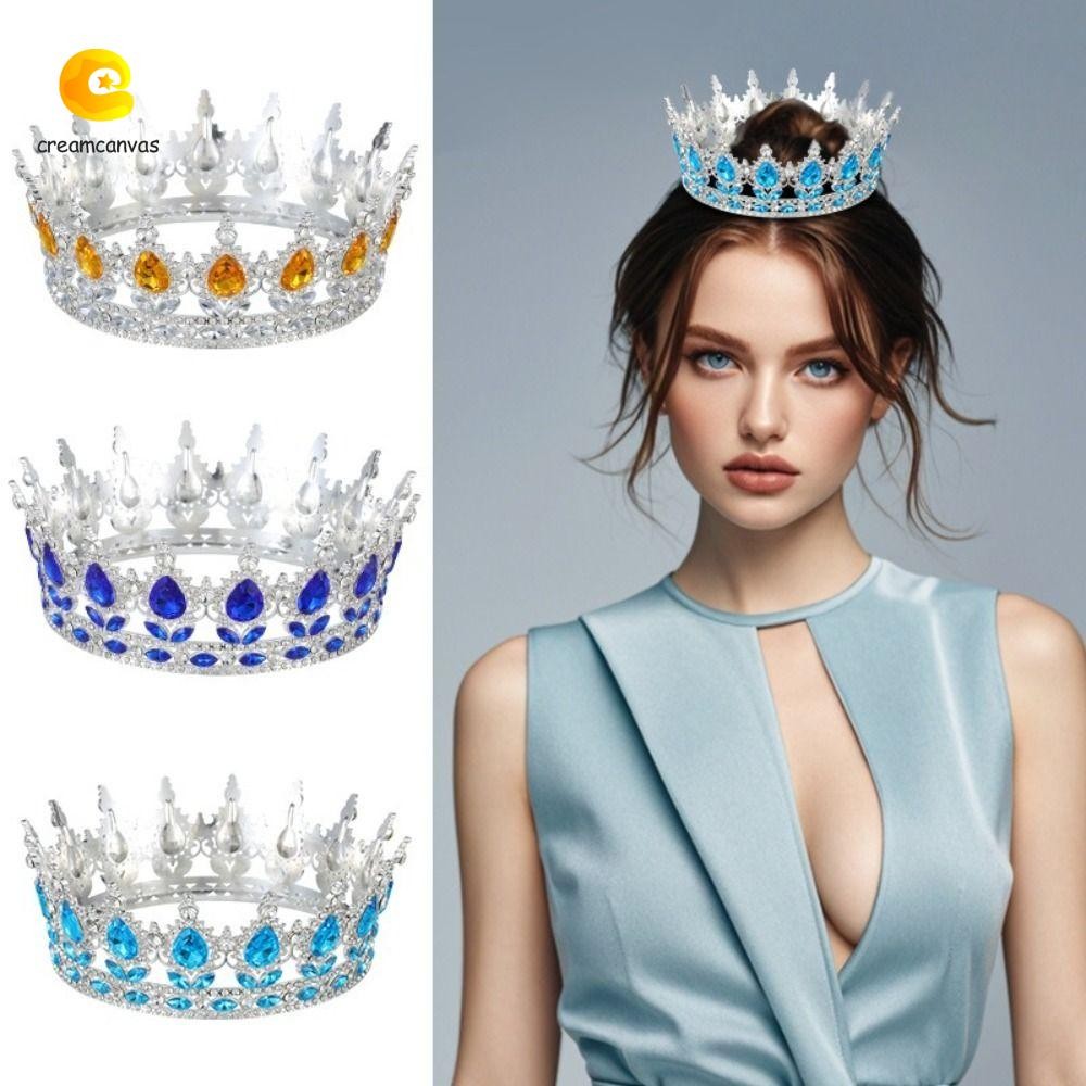 CREAMCANVAS Baroque Pageant Crowns, Cake Decorations Round Bridal ...
