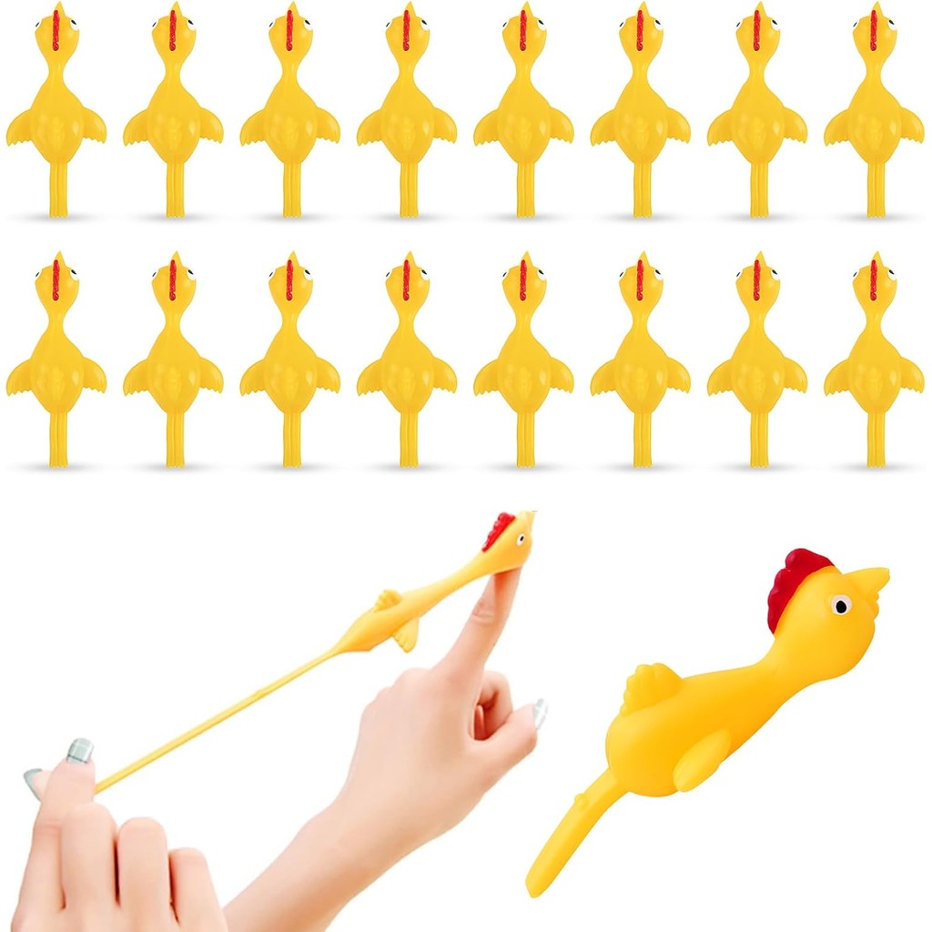 16 Pieces Rubber Chicken Slingshot Rubber Chickens Flying Chicken ...