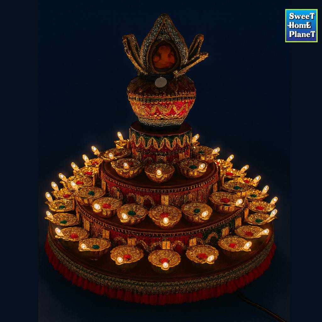 Revolving LED Kalash Kumbam Pooja Light – 46 Golden LEDs for Temple ...