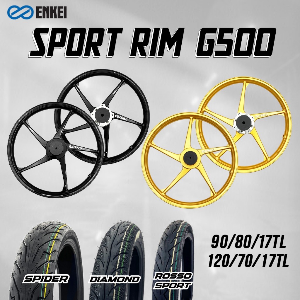 SPORT RIM G500 ENKEI CUSTOM HUB 5 BATANG Y15 /Y16 1.4/1.4X17 / TAYAR ...