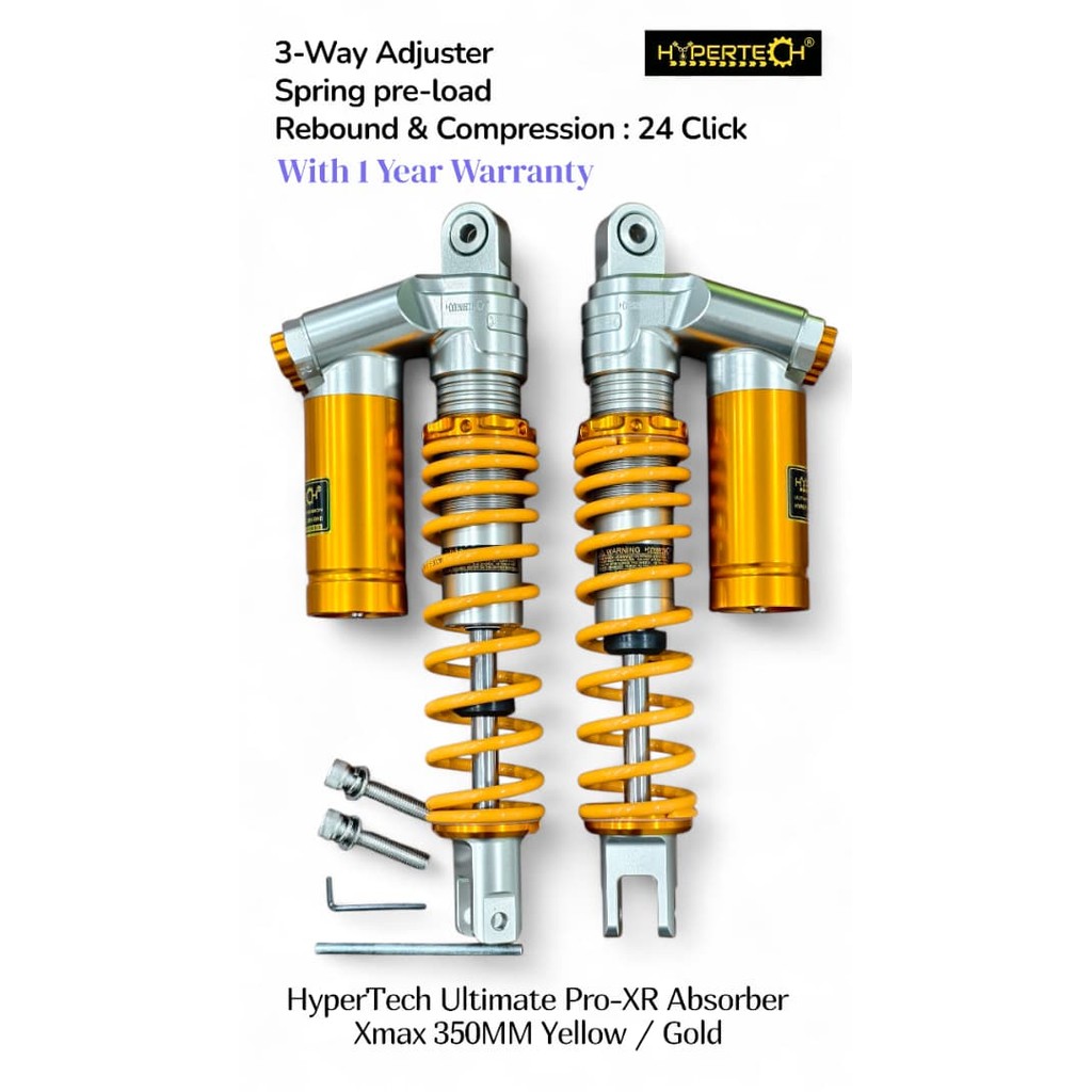HyperTech Pro-XR Shock Absorber 350mm with Forged cnc Body & 3-way ...