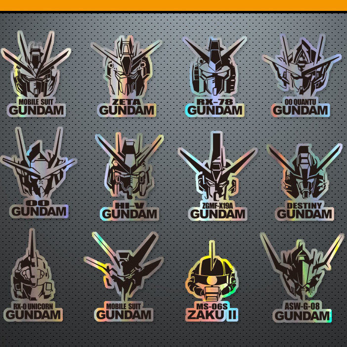 Gundam Anime Decorative Wall Stickers Two-Dimensional Laser Stickers ...