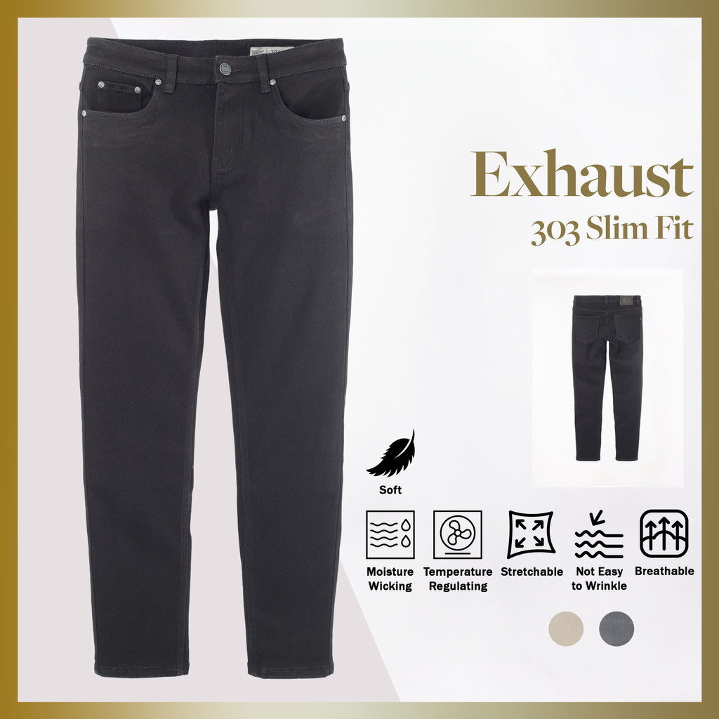 【EXHAUST】Seluar Jeans Panjang-Slim Fit, Kain Anjal, Lembut&Serap Peluh ...