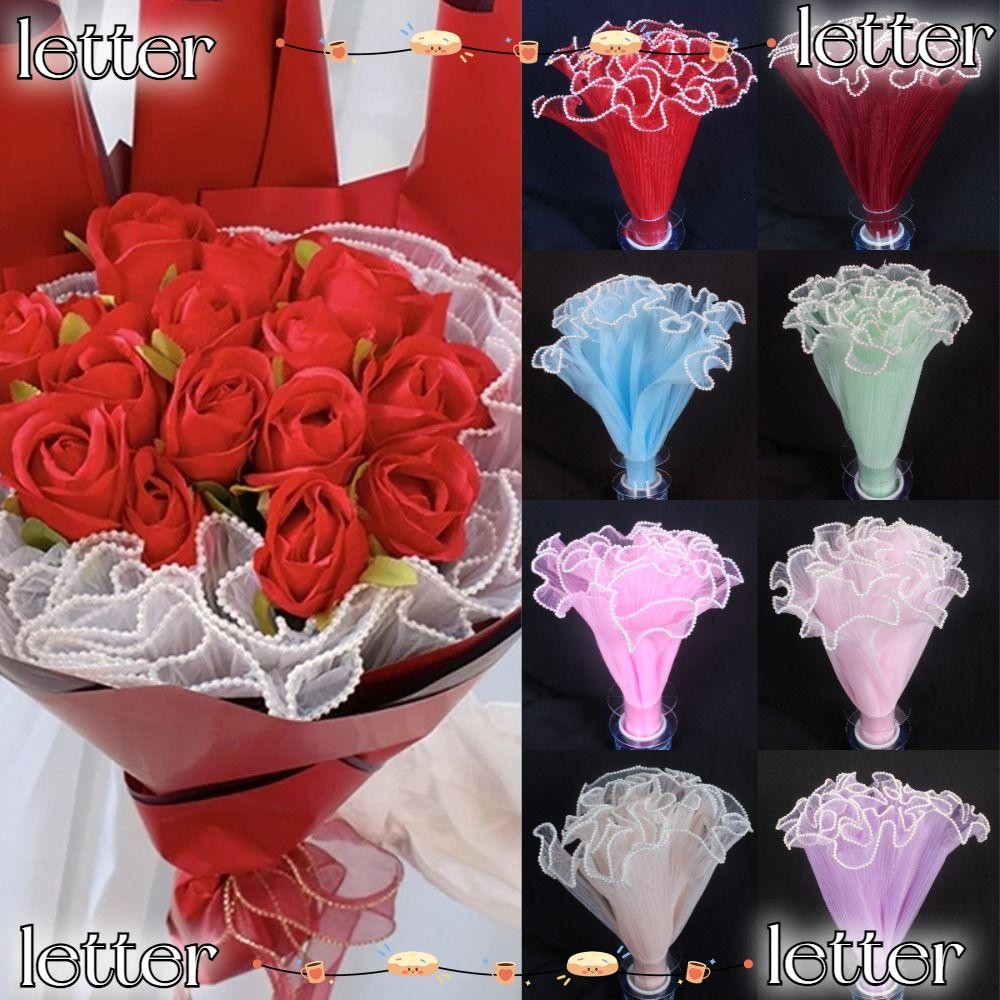LETTER Flower Wrapping Cloth, Pearl Lace Handmade Bouquet Gift Wrapping ...