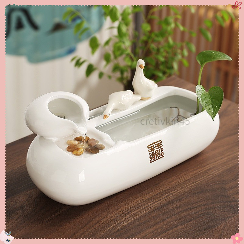 Circulating small fish tank fountain living room corner ceramic water ...