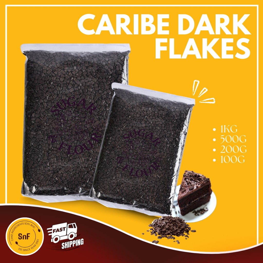 Chocolate Flakes Caribe Dark Flakes Decoration Cake Decoration Kepingan ...