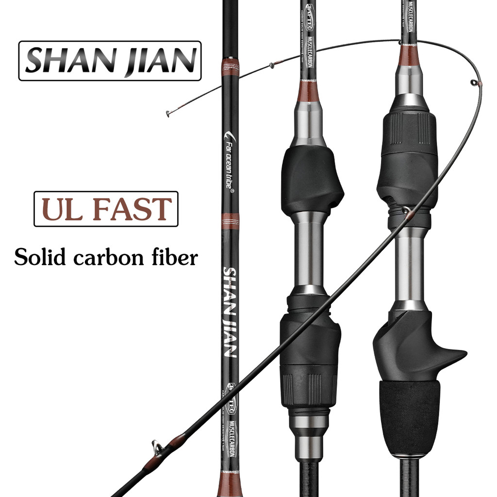 NEW 1.5m/1.68m/1.8m UL solid carbon fiber fishing rod Ultralight UL rod ...