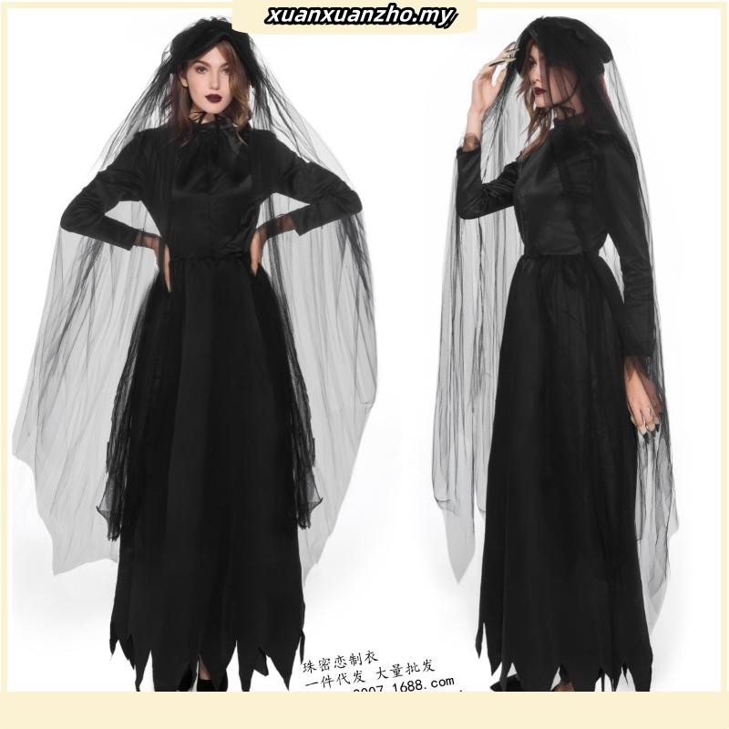 Adult Ghost Halloween Bride Fancy Dress Vampire Horror Party Cosplay ...
