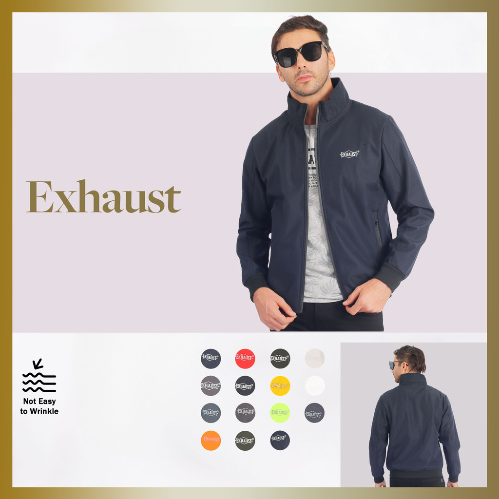 【EXHAUST】Jacket Sukan Lelaki Lengan Panjang-Kalis Air & Angin Lapik ...