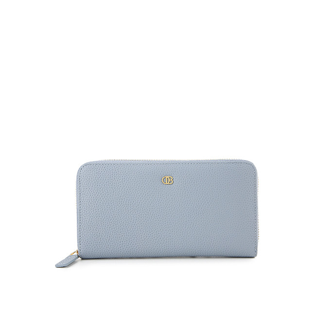 OBERMAIN Ladies RFID Long Zip Wallet / Genuine Leather / Blue Beige ...