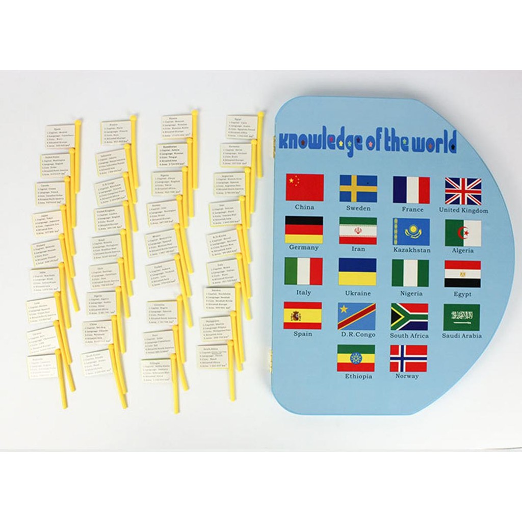 3D Wooden World Map Flag Matching Puzzle Geography Toy Foldable World ...