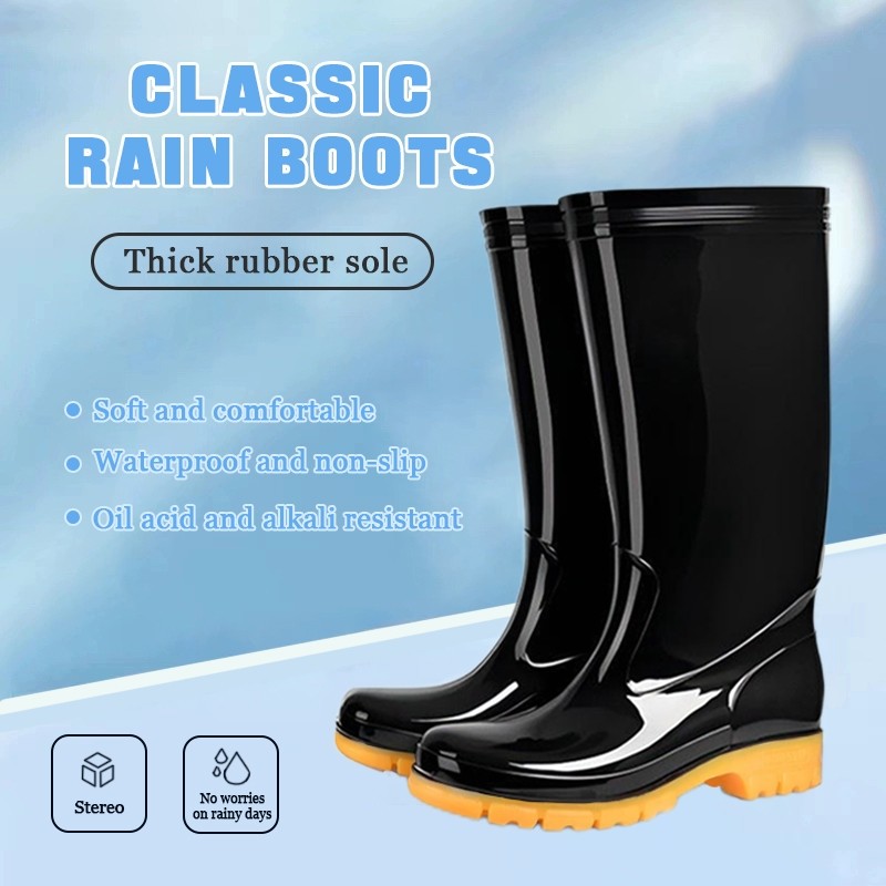 Hawk Ladies Mid-Cut High-Quality Non-Slip solid color rubber rain boots ...