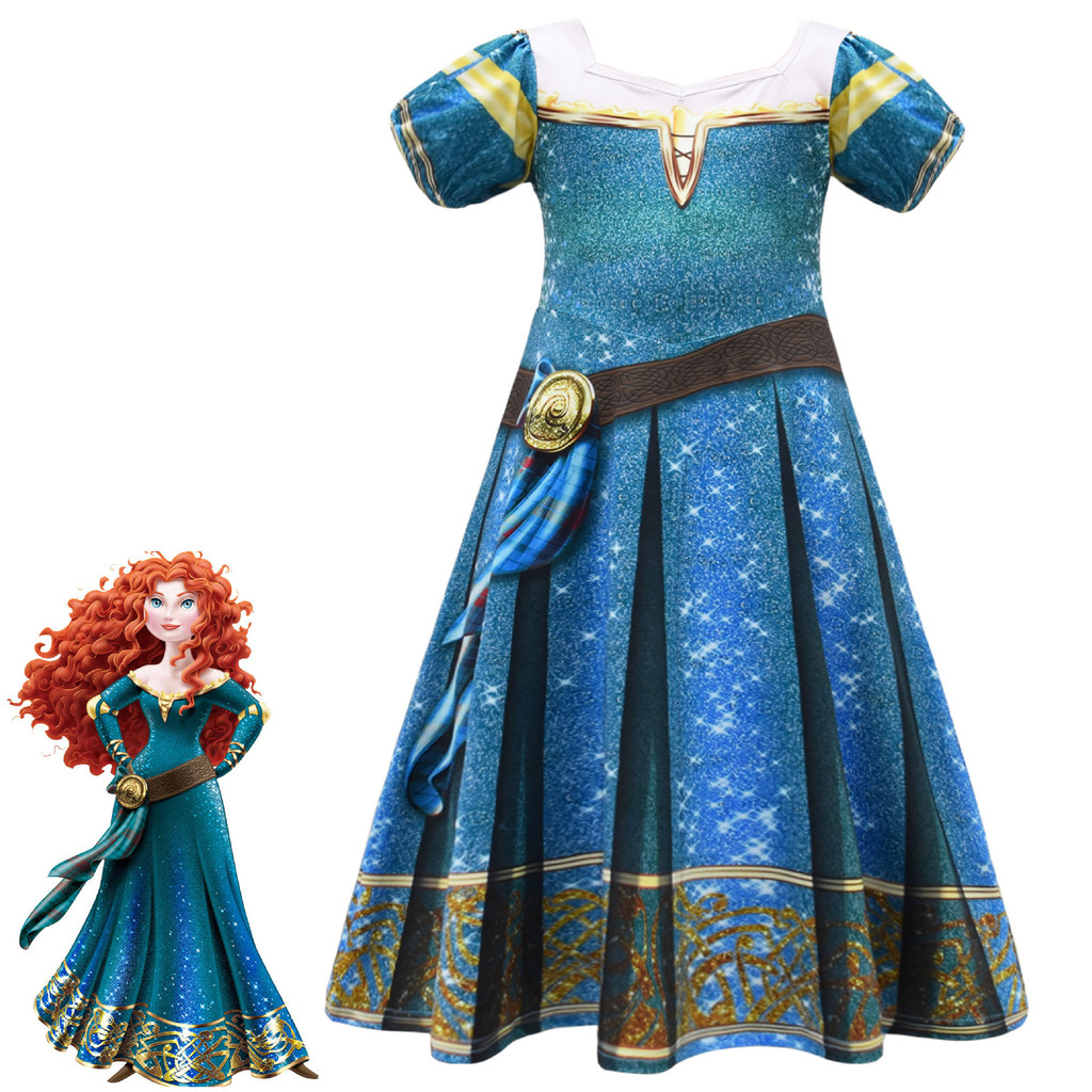 Brave cosplay Dress Up Costume Merida Girls Dress Skirt | Shopee Malaysia