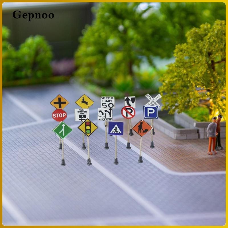 [wxuchp] 14 Pieces Mini Traffic Signs Playset Miniature Realistic ...
