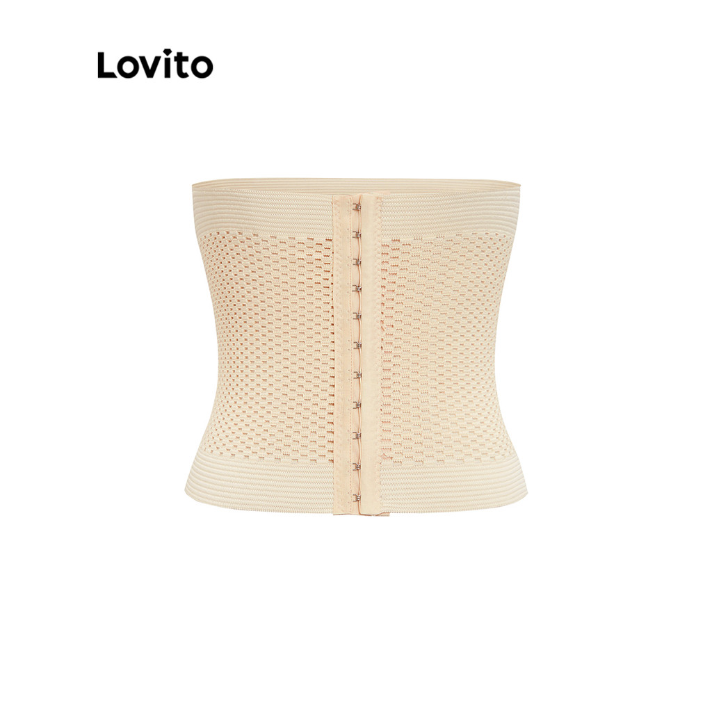 Lovito Casual Shapewear Plain Breathable Waist Trimmer Body Shaper ...