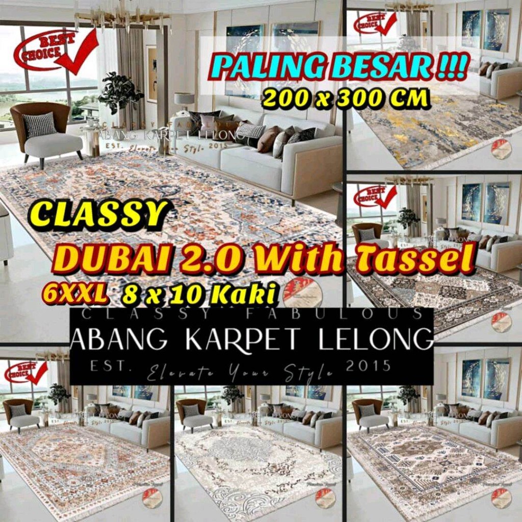 CLASSY KARPET DUBAI 2.0 6XXXL PLG BESAR 200x300cm PREMIUM soft surface ...