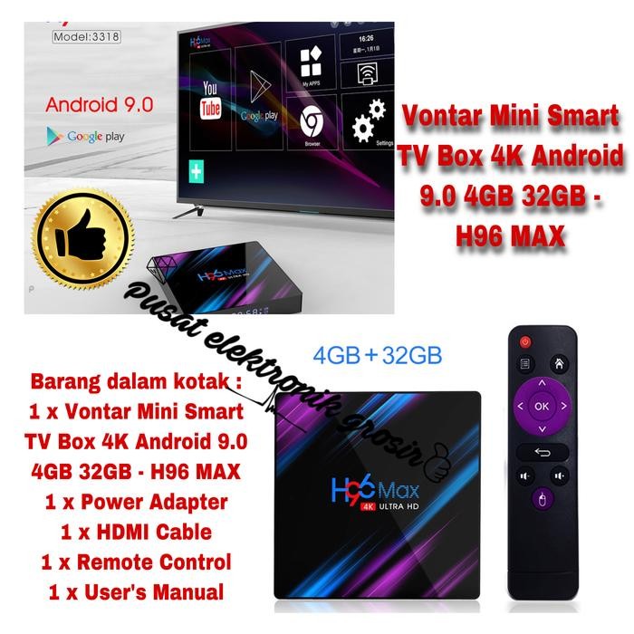 SMART TV BOX 4K Android 9.0 Ram 4GB 32GB - H96 MAX by Blezzystore ...