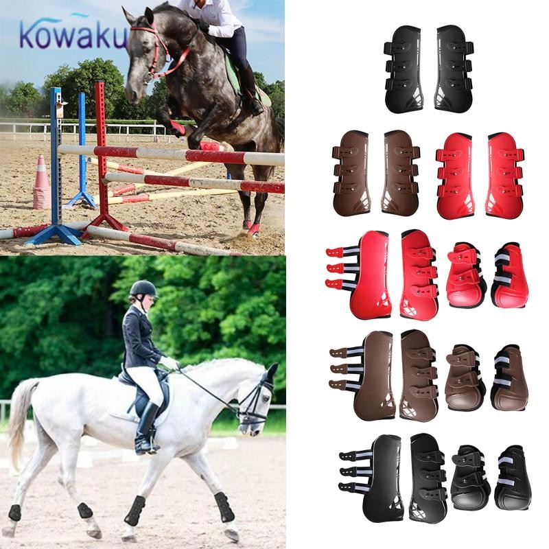 [vsrhkq] Adjustable Front Rear Horse Leg Boots for Horse PU Wrap Riding ...