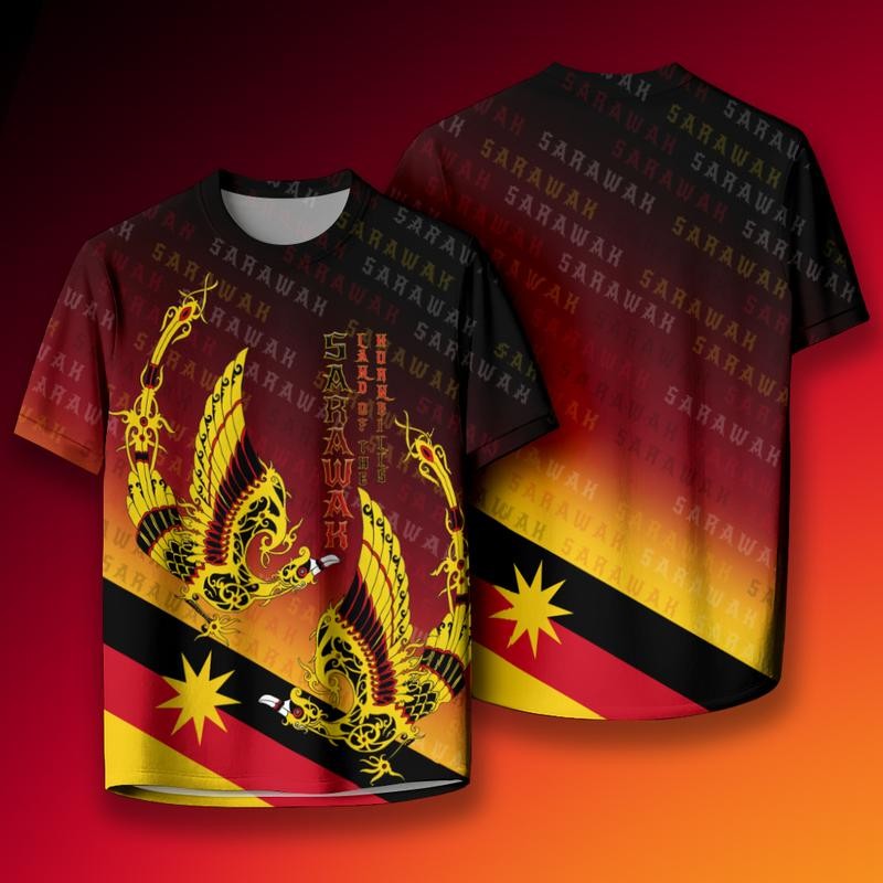 Sarawak Jersey, Sarawak State Sports T-Shirt, with Ethnic Style Pointed ...