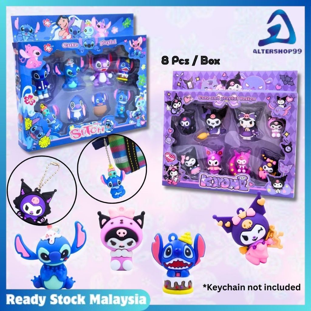 8pcs in a box Stitch Kuromi Mini Figures/Keychain Kawaii Toys for ...