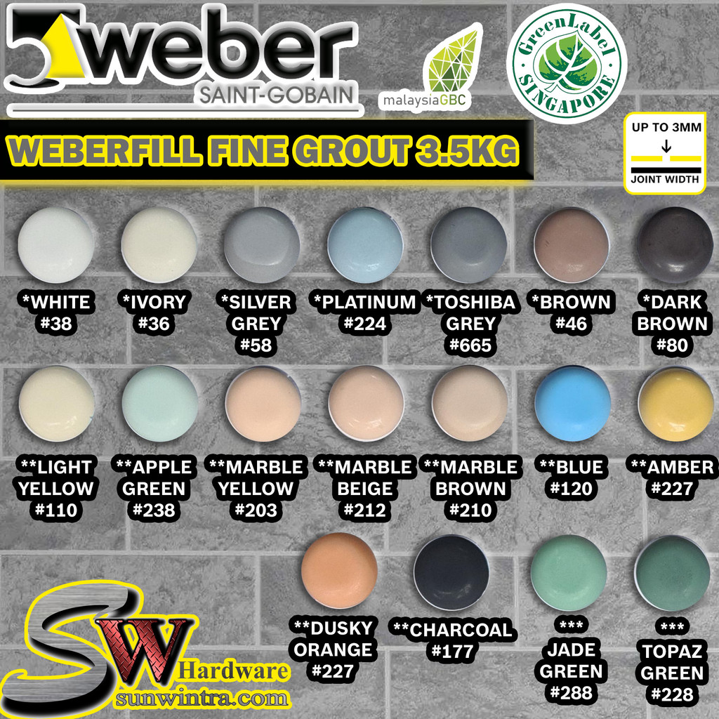WEBER SAINT-GOBAIN COLOUR GROUT WEBERFILL FINE GROUT 3.5KG Wall Floor ...