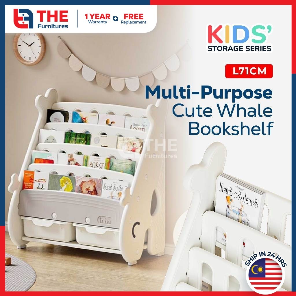 THE 5/6 Layers Cute Whale Design Kids Child Book Toy Utility Bookshelf ...