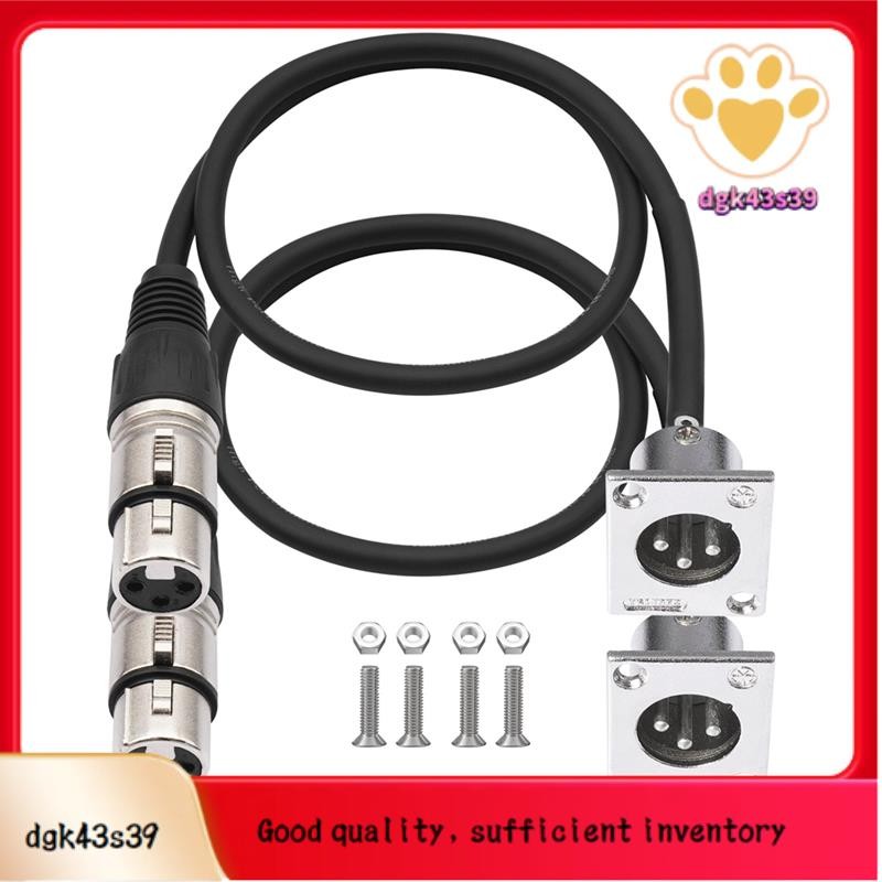 D XLR Female to Male Cable 3 Pin Mic XLR Panel Mount Pass Through ...