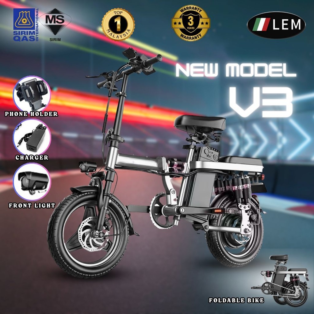New Model LEM V3 Electric Bike / Electric Scooter V3 SILVER | Shopee ...