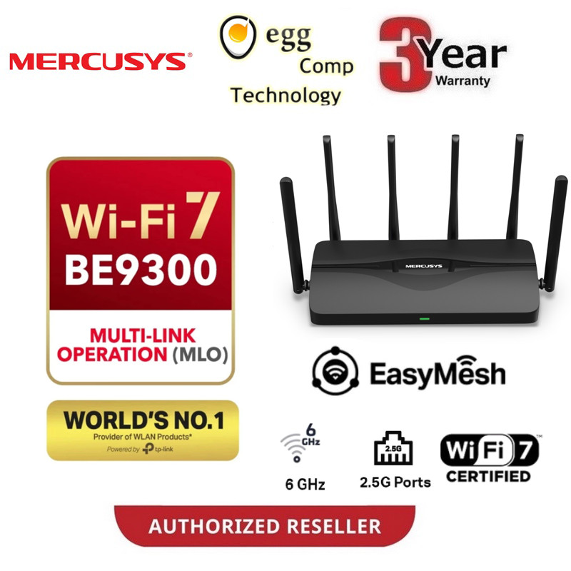 MERCUSYS MR47BE BE9300 WI-FI 7 TRI BAND ROUTER 6X HIGH-GAIN ANTENNAS ...