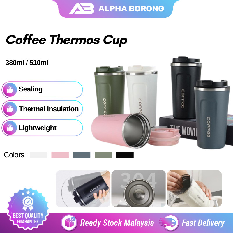 Alpha 380ML/510ML Double Stainless-Steel Coffee Mug Car Thermos Mug Leak Proof Travel Thermos ...