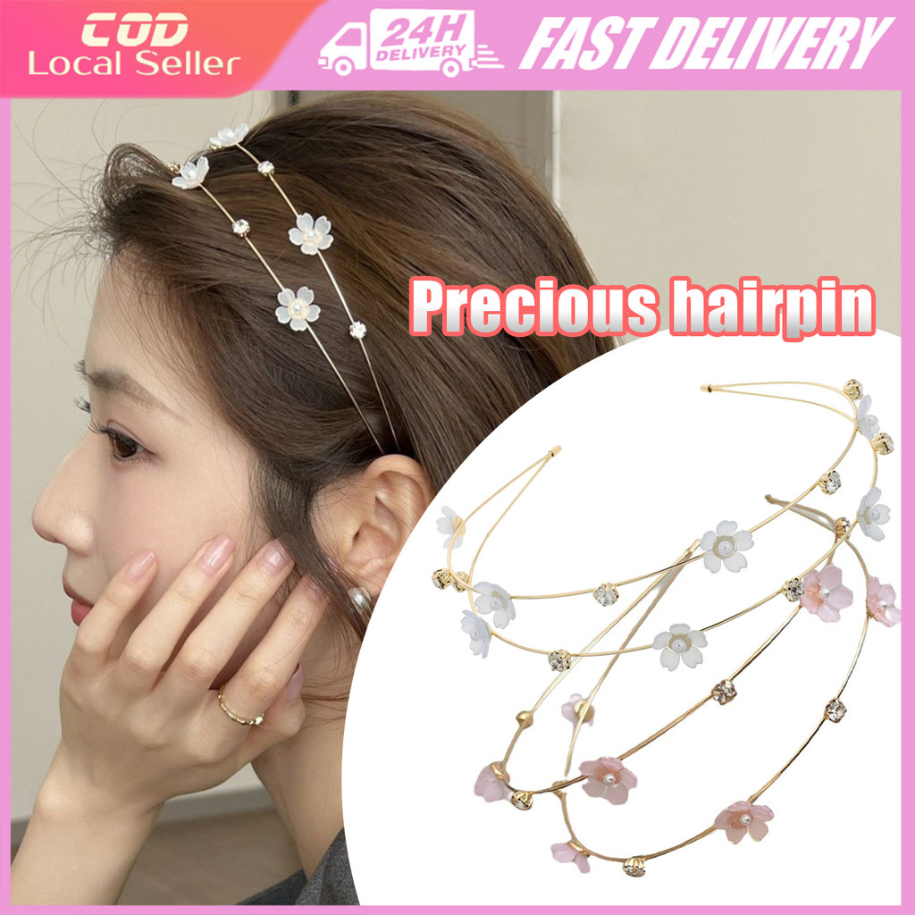 Flower Double Layer Hair Band Korean Headwear Refreshing Sweetness ...