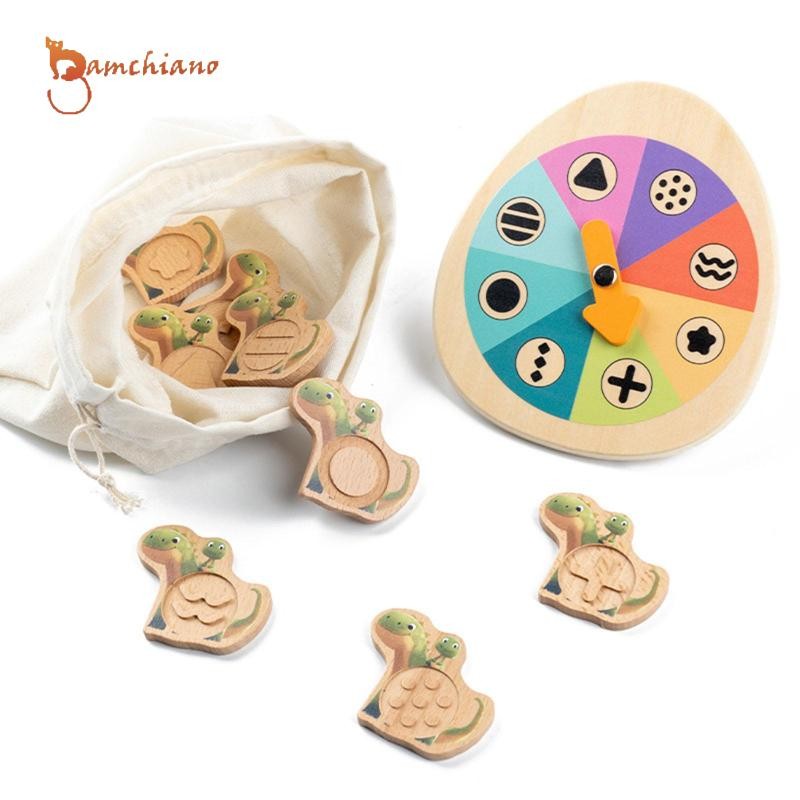 gamchiano Dinosaur Toy Turntable Sensory Blocks Tactile Memory Training ...