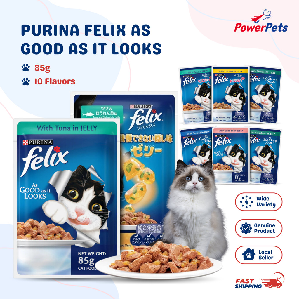 Purina Felix 85g - Kitten Tuna/Chicken, Adult Mackerel/Sardine ...