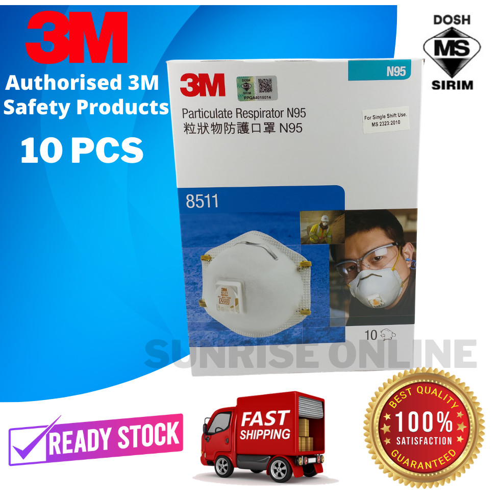 [ORIGINAL] 3M 8511 N95 Particulate Respirator -1 Box(10Pcs) Cool Flow ...