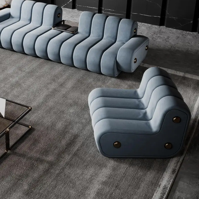 Research House Influencer Blue Lazy Single-Seat Sliced Sofa Pedal ...