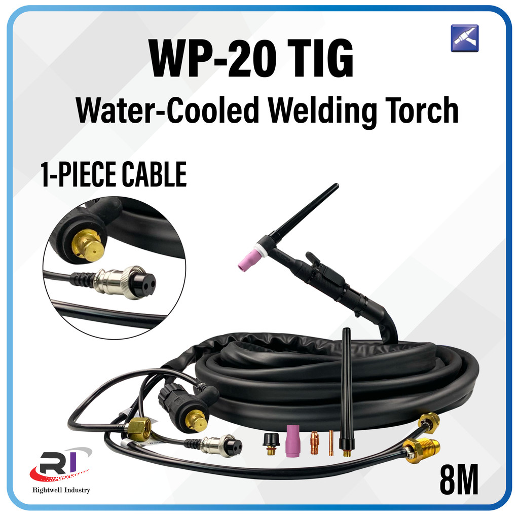 WP-20 Water-Cooled TIG Welding Torch with 8m Cable (Weldcraft W-250 ...