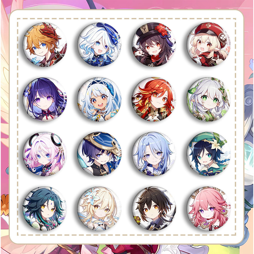 Yuanshen Merchandise Badge Anime Brooch Yae Kamiko Zhongli Frosted Bar ...