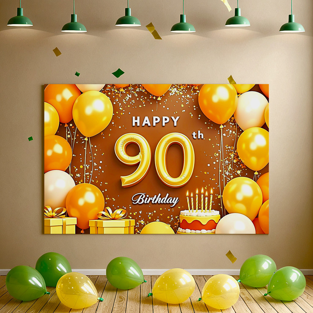 Happy 90th Birthday Decorations,90th Golden Balloon Large Birthday ...