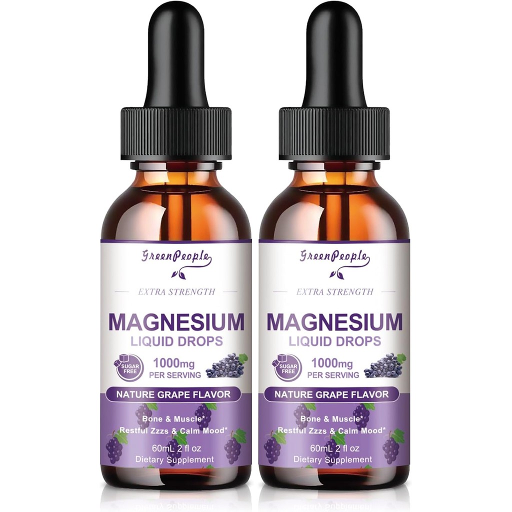 Magnesium Glycinate Liquid Drops - 1000mg 5-in-1 High Absorption Liquid ...