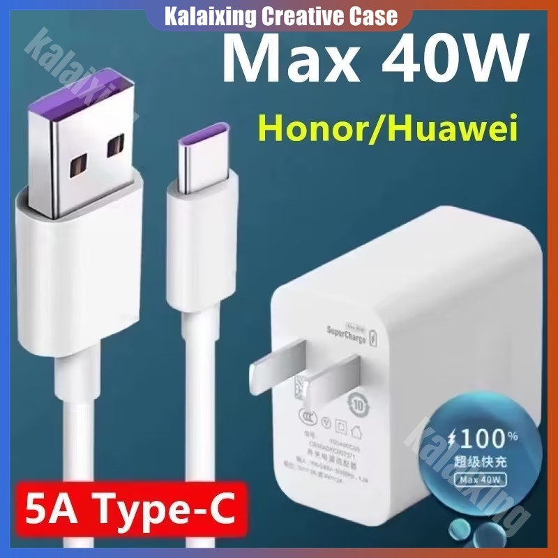 Huawei Charger 40W MAX Super Fast Charger Adapter Type C 5A USB Cable For Honor X40 Huawei P20 ...