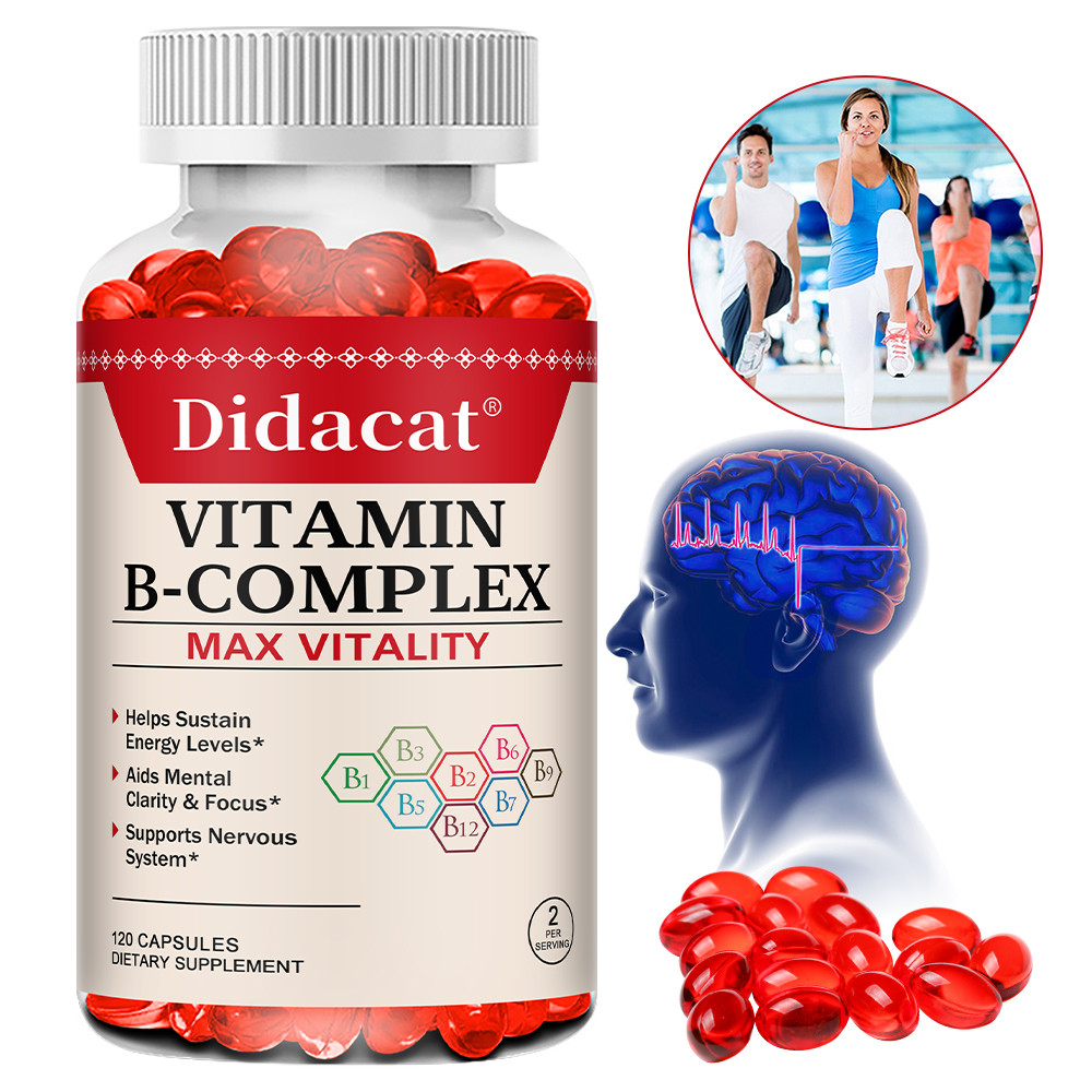 Didacat Vitamin B Complex (B12, B1, B2, B3, B6, Folic Acid, and Biotin ...