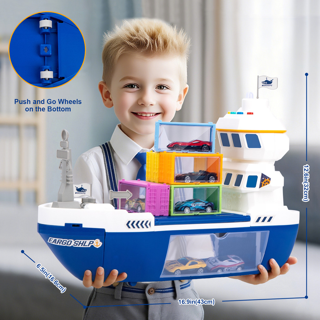 Mainan Model Kapal Kanak-kanak Kejuruteraan Kren Muzik Bunyi Mainan Set ...